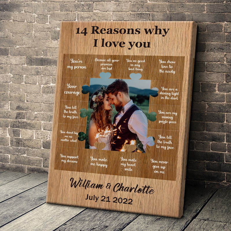 Custom Photo 14 Reasons Why I Love You Valentine's Day Gifts Couple Pe ...