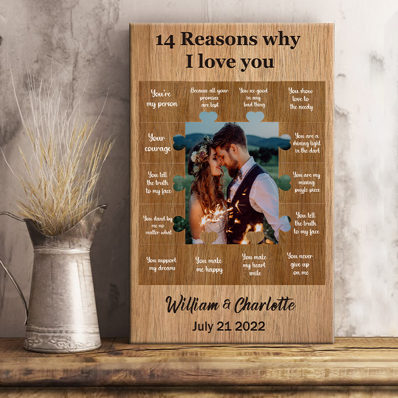 Custom Photo 14 Reasons Why I Love You Valentine's Day Gifts Couple Pe ...