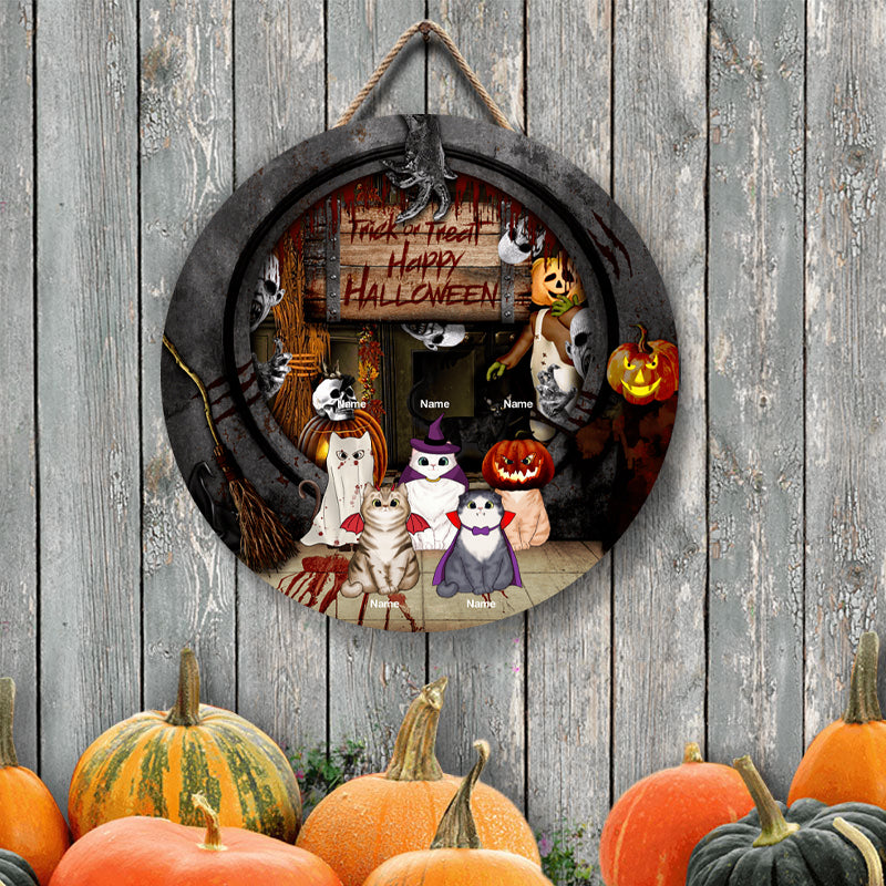 Trick Or Treat - Happy Halloween - Scary Peeking - Personalized Cat Do ...