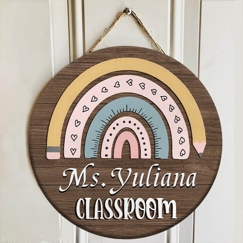 Teacher Personalized Rainbow Sign Back To School Teacher Name Sign Wel ...