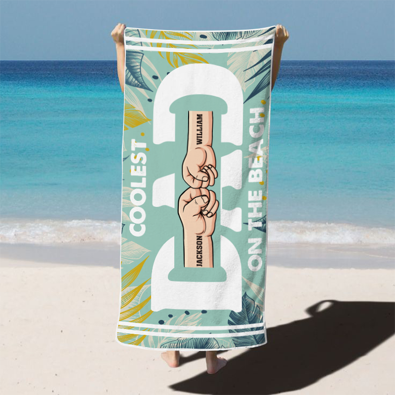 Coolest Dad On The Beach - Customized Personality Beach Towel - Gift F ...