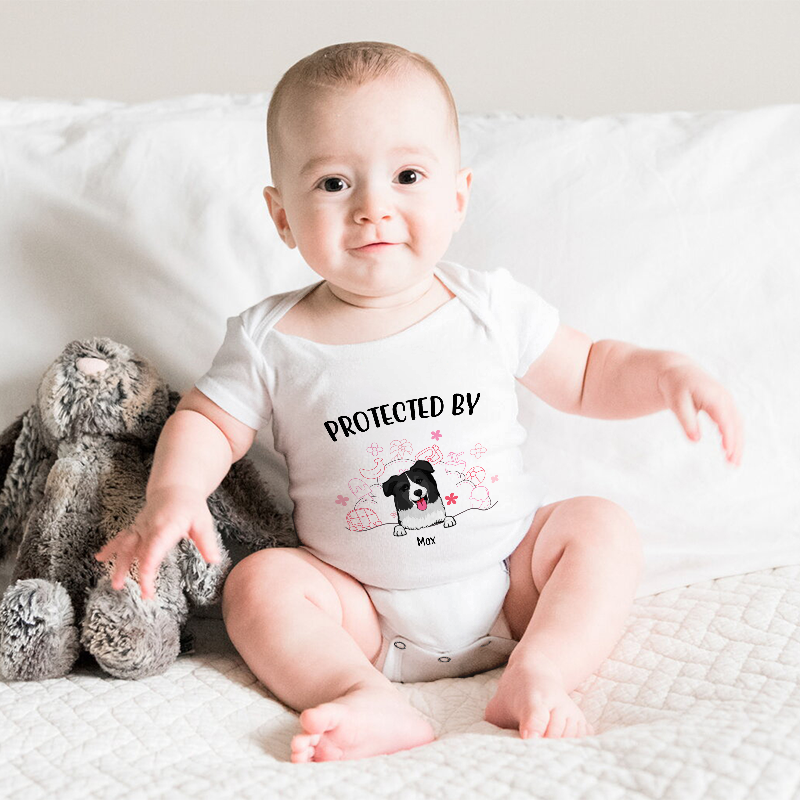 Protected By Dogs - Family Birthday Gift Personalized Custom Baby Ones ...