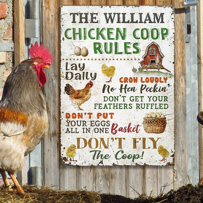 Personalized Chicken Coop Rules Customized Classic Metal Signs – CUSTOMOMO