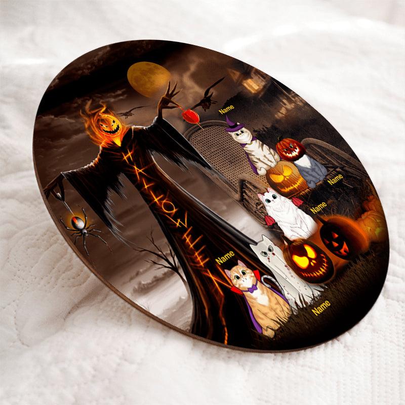 Halloween Welcome Door Signs, Pumpkin Head Scarecrow Custom Wooden Sig ...