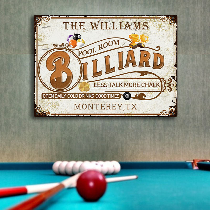 Personalized Billiard Pool Room Custom Classic Metal Signs – CUSTOMOMO