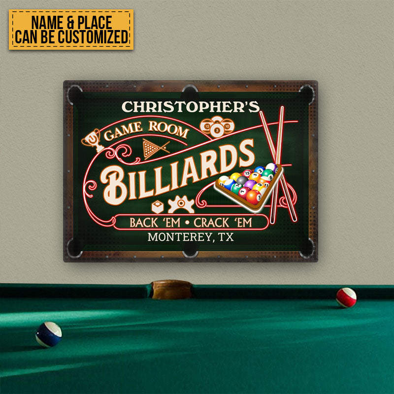 Personalized Billiards Game Room Neon Custom Classic Metal Signs ...