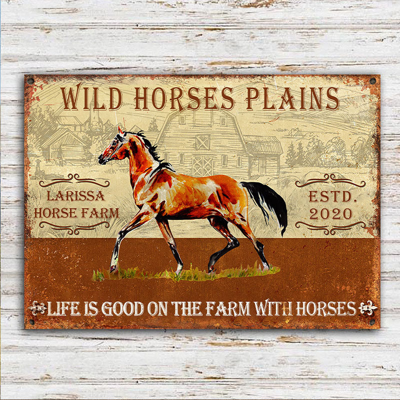 Personalized Horse Metal Sign Customized Classic Metal Signs – CUSTOMOMO
