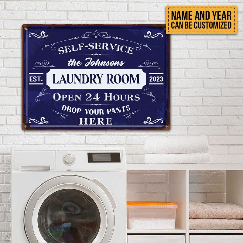 Self-Service Laundry Room Sign - Personalized Custom Classic Metal Sig ...