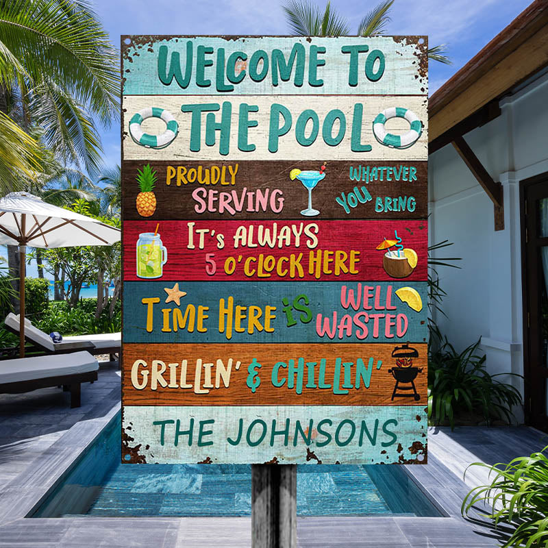 Swimming Pool Proudly Serving Grillin' Custom Classic Metal Signs ...
