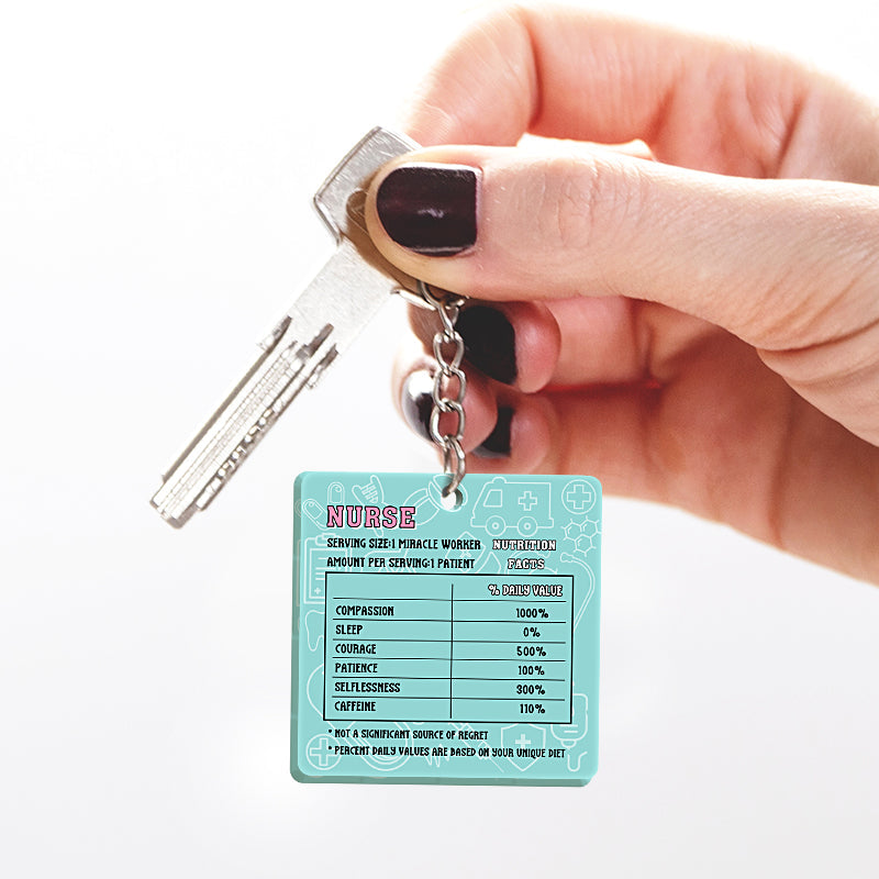 Personalized Keychain Nurse Nutrition Facts Nurse - Gift For Nurse - C ...
