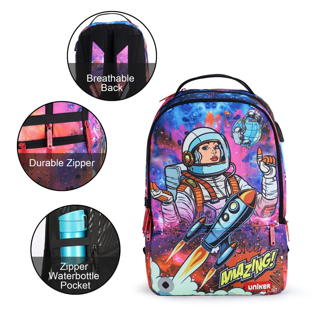 Space Astronaut School Backpack for Teens, Laptop Backpack with USB Ch ...