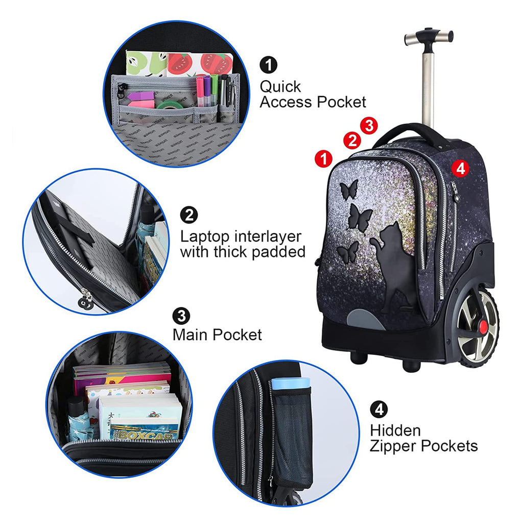 Rolling Laptop Bag for 14 Inch Laptop,19 Inch Roller Bookbag for Teens ...