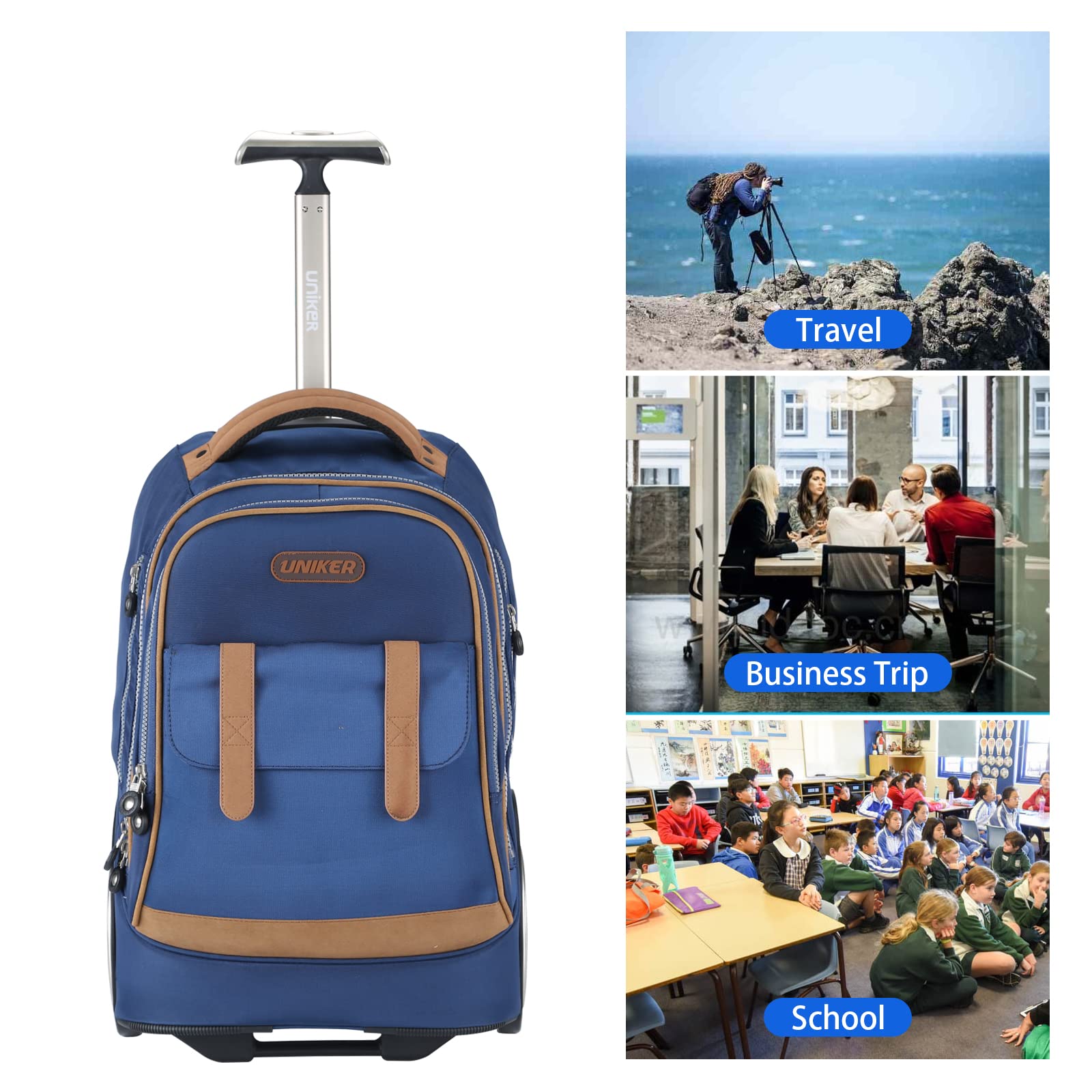 Rolling Laptop Bag for 14 Inch Laptop,Roller Bookbag,Schoolbag with Wh ...